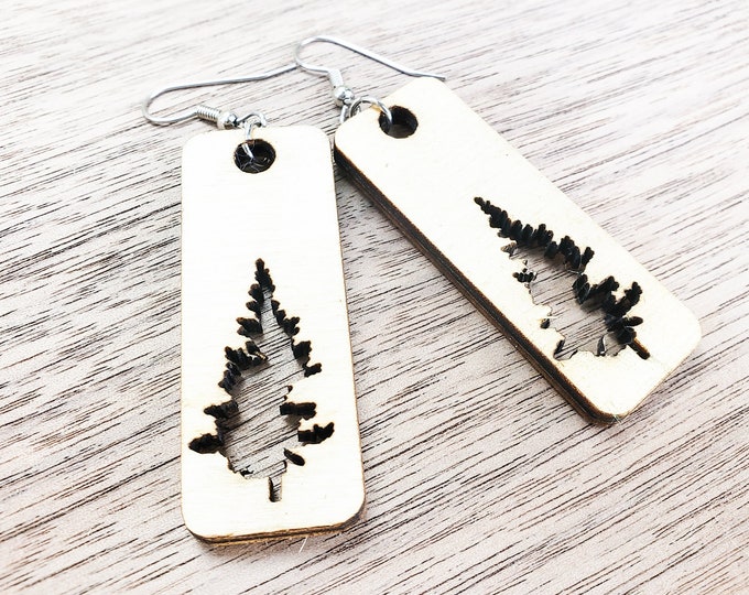 Tree Cut Out Wood Charm Jewelry Making Pine Trees West Coast - Etsy