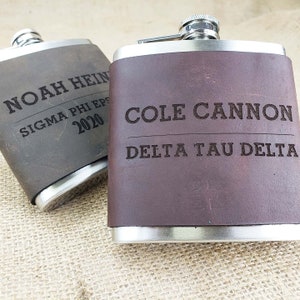 Fraternity Leather Flask Personalized Greek Flasks Sorority Sisters ...