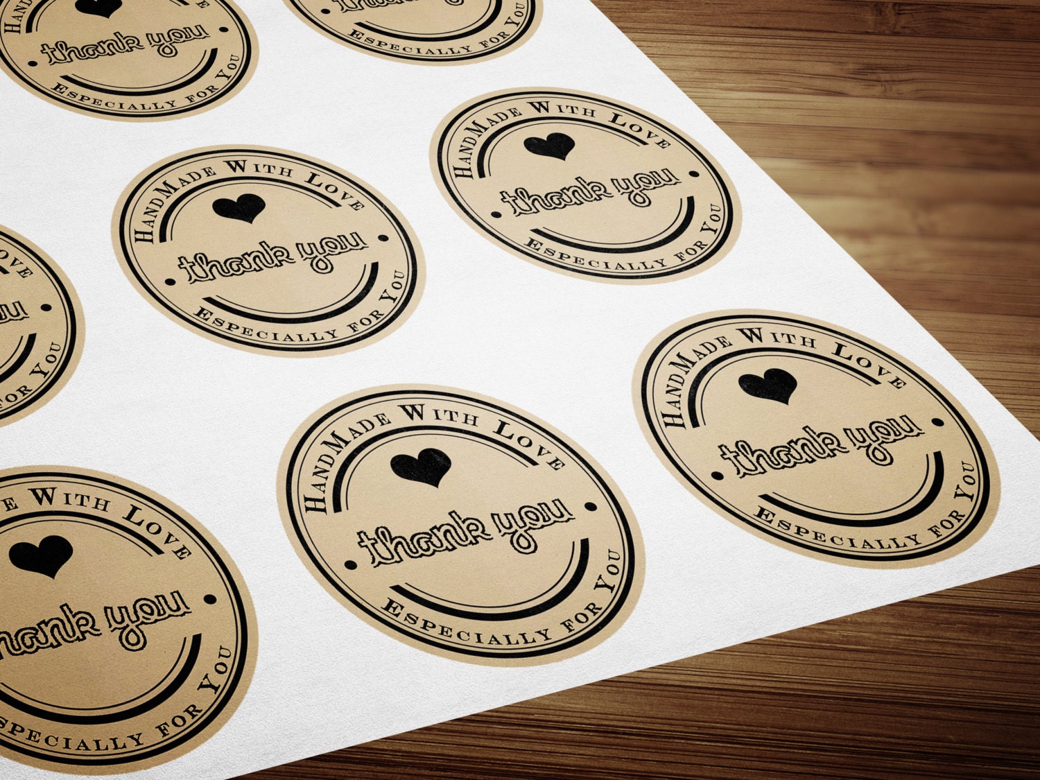 Thank You Stickers Printable Kraft Stickers Business | Etsy