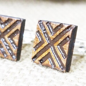 Geometric Cufflinks Wood Modern Square Engraved Wooden Cufflinks, 5th ...