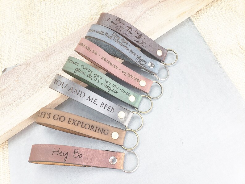 Custom Leather Keychain Personalized Leather Engraved Key Fob | Etsy
