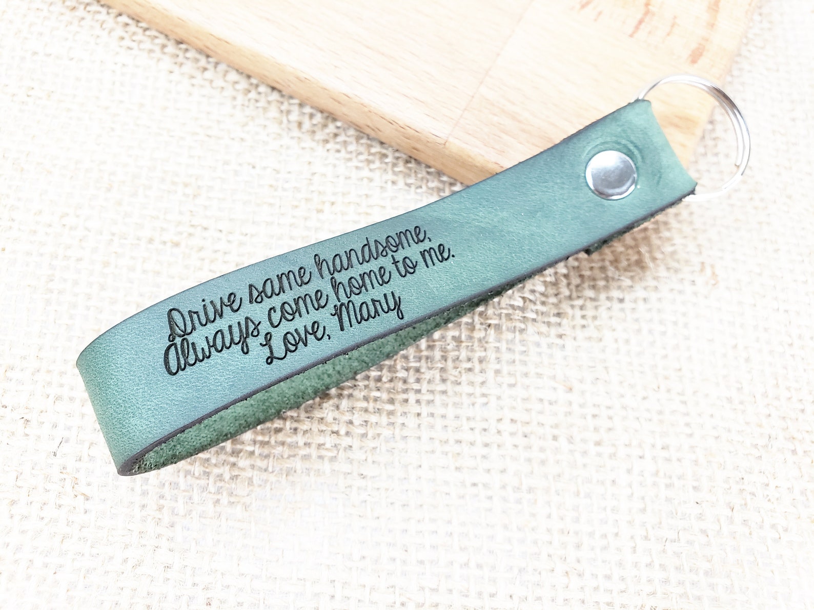 Personalized Leather Key Chain Drive Safe Custom Key Ring | Etsy