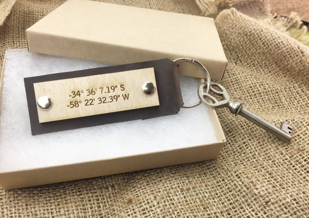 Custom Coordinates Keychain Latitude Longitude Key Chain Personalized ...