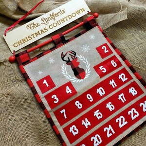 Personalized Advent Calendar Farmhouse Buffalo Plaid Deer - Etsy