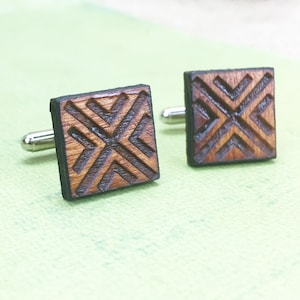 Geometric Cufflinks Wood Modern Square Engraved Wooden Cufflinks, 5th ...