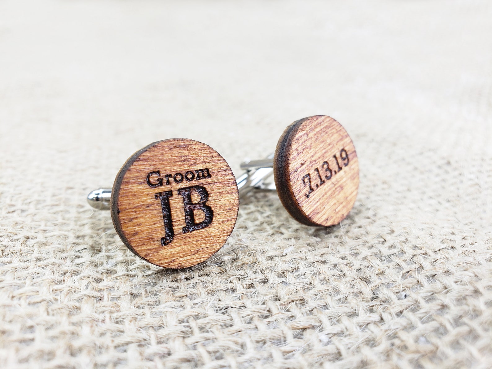 Groomsmen Cufflinks Personalized Gift for Groom Monogrammed Wooden ...