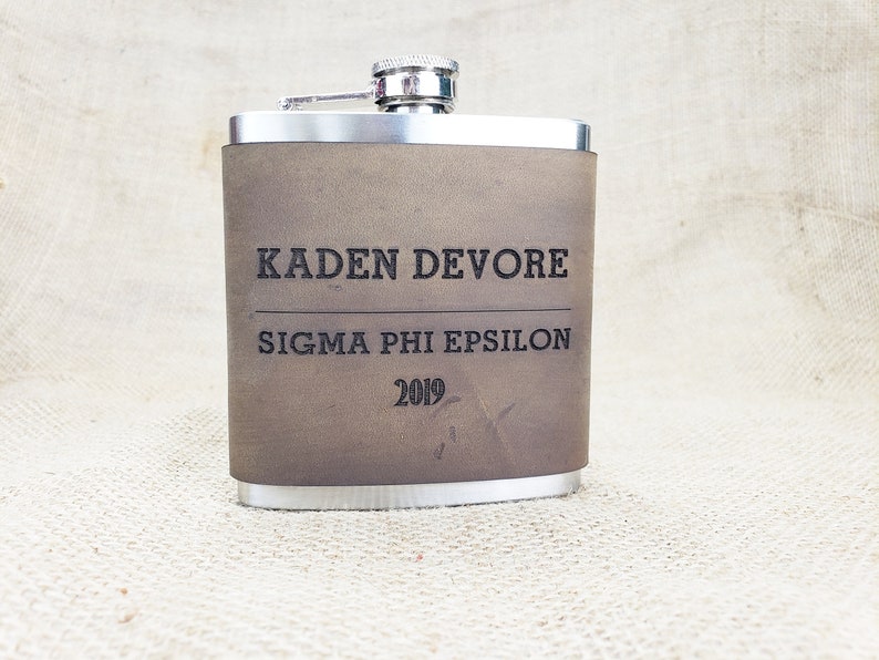 Fraternity Leather Flask Personalized Greek Flasks Sorority - Etsy