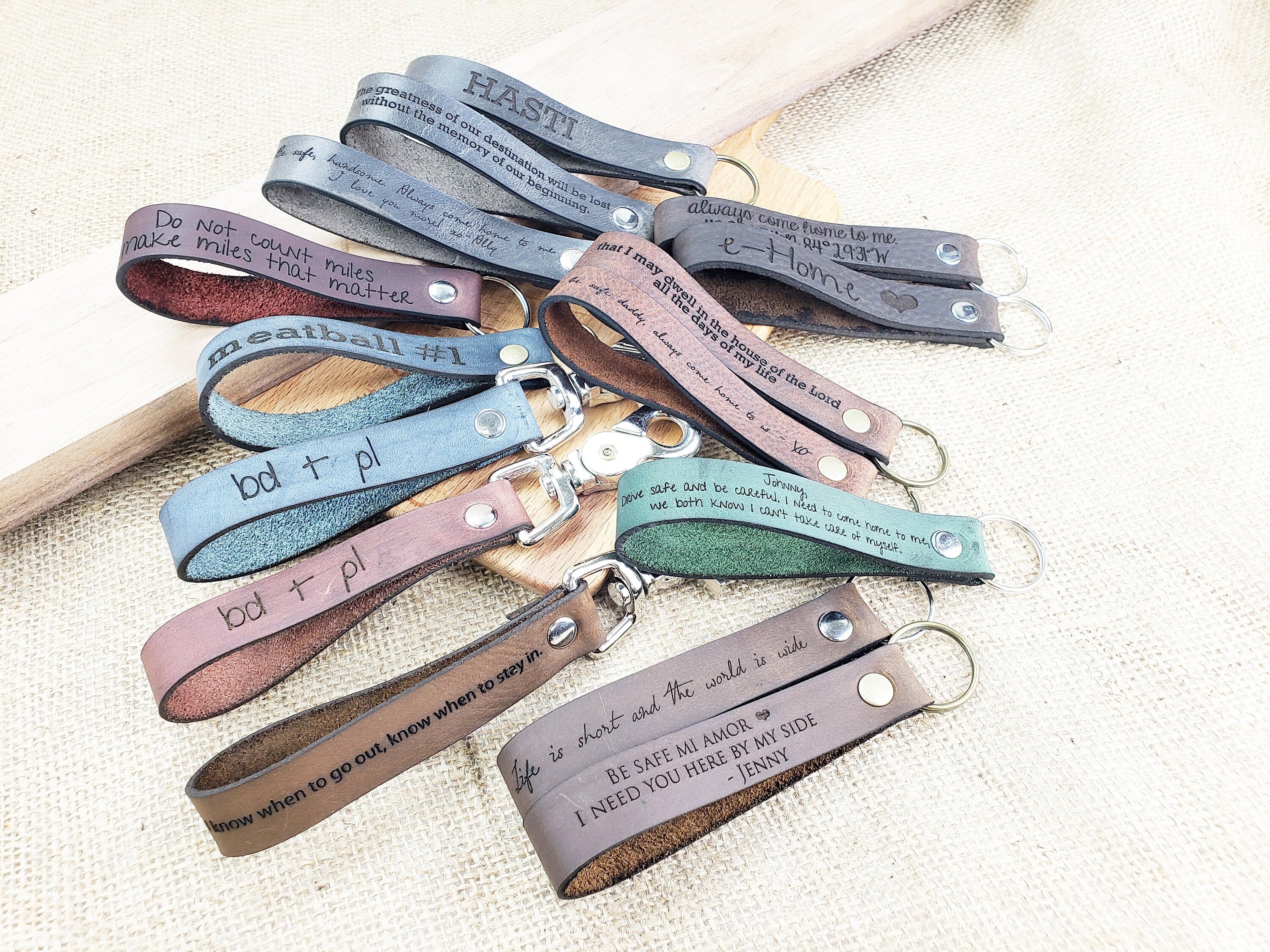 Personalized Leather Engraved Key Fob Custom Leather | Etsy