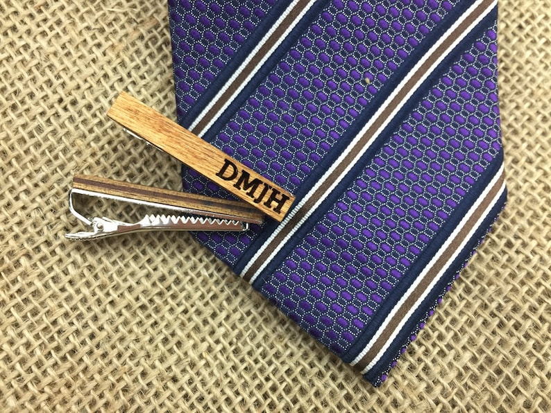 Tie Clip Custom Tie Bar Personalized Tie Clip Wood Tie Clip Groomsman ...