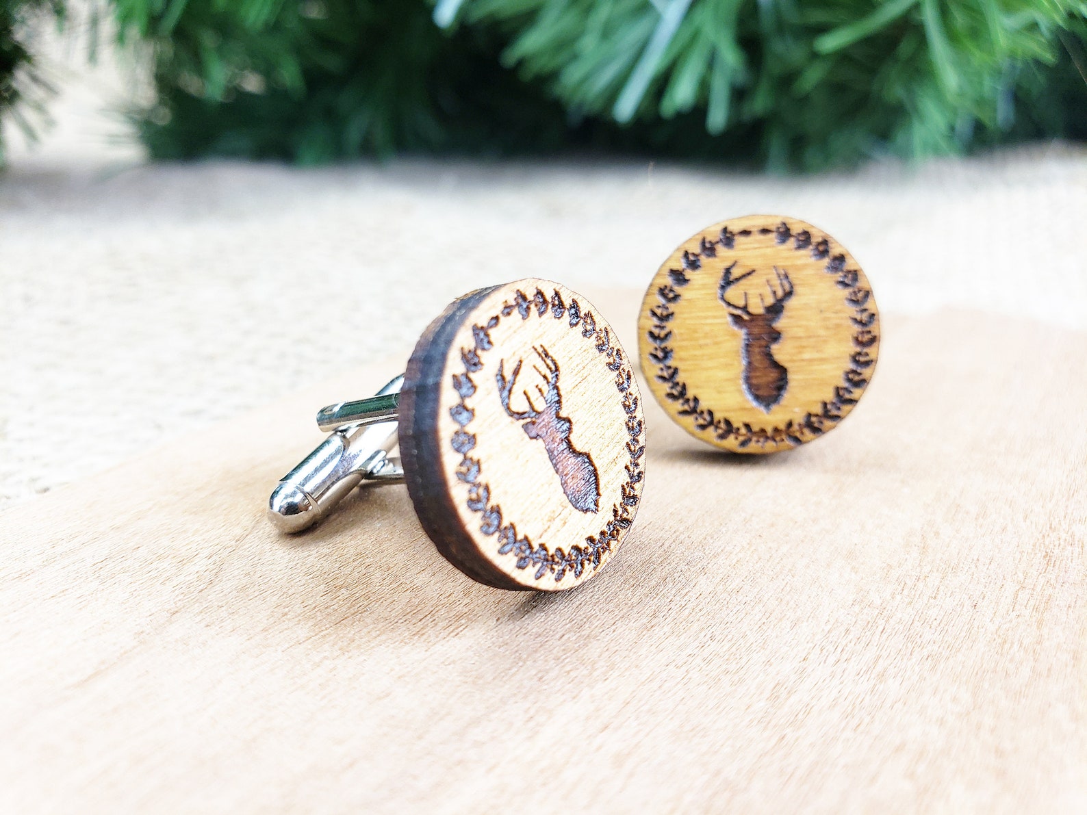Wood Stag Cufflinks Stag Party Gift Cuff Links Groom's Gift Groomsmen ...