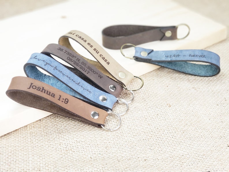 Custom Leather Keychain Personalized Leather Engraved Key - Etsy