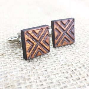 Geometric Cufflinks Wood Modern Square Engraved Wooden Cufflinks, 5th ...