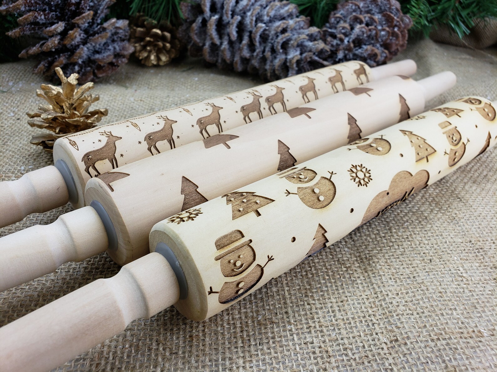 Christmas Baking Embossed Rolling Pins Holiday Cookie Stamps Gifts for ...