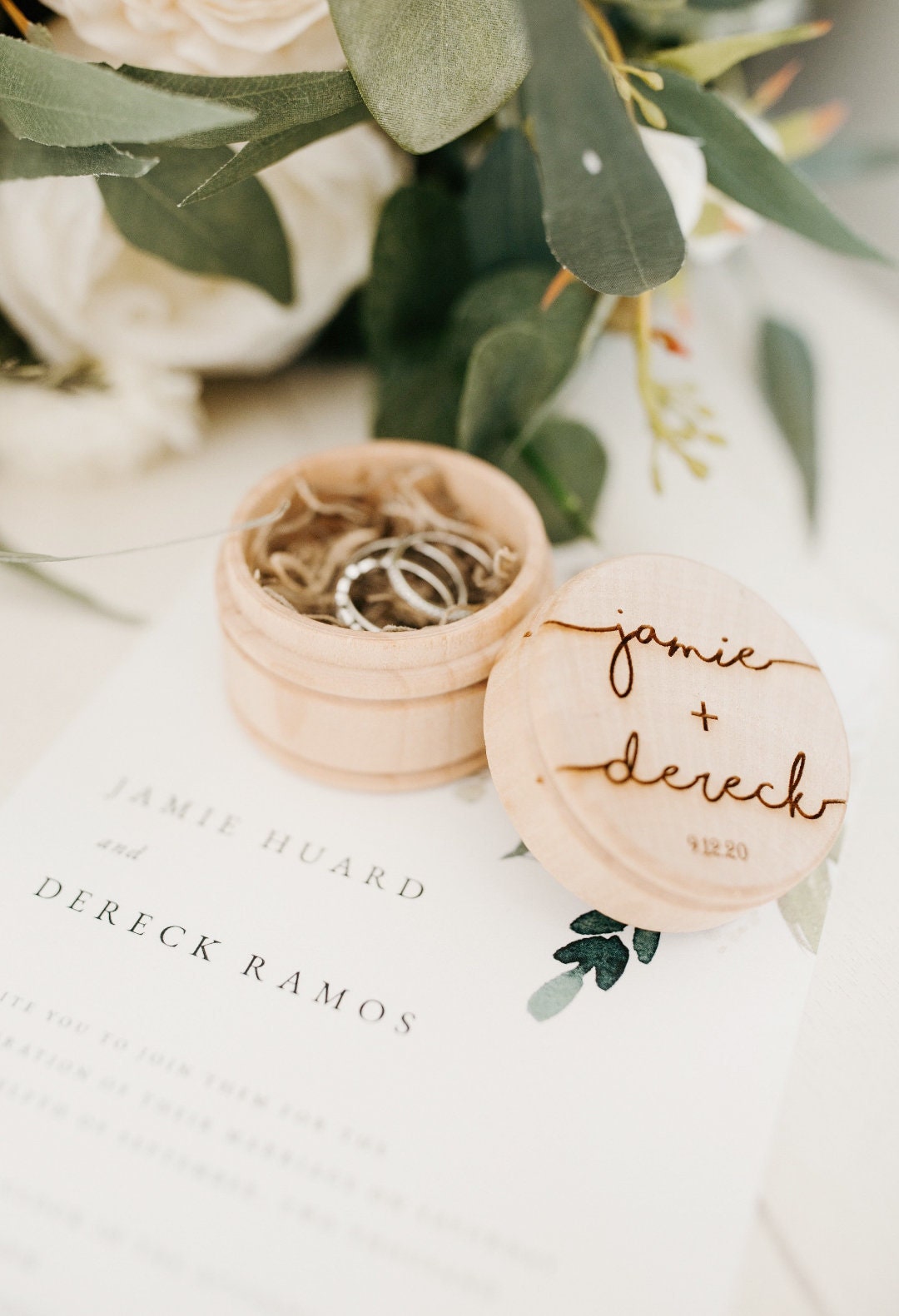 Personalized Wedding Ring Box Wood Engraved Ring Box Wedding | Etsy