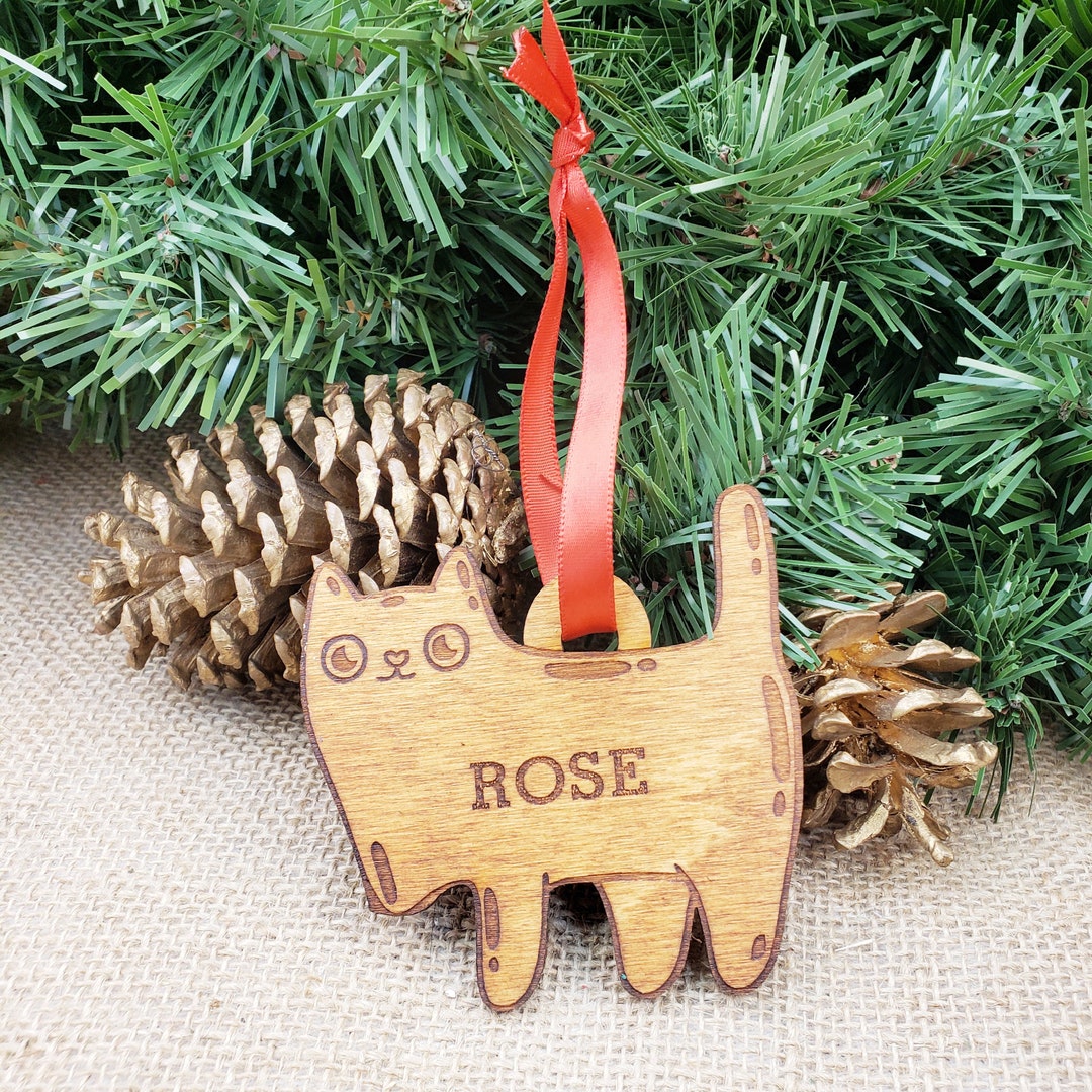 3 Legged Cat Ornament, Custom Tripod Cat Ornament, Engraved With Cat's ...