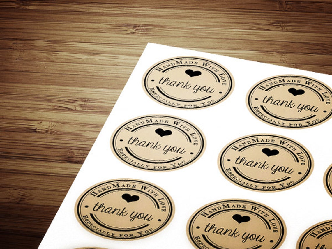 Thank You Stickers Printable Kraft Stickers Business | Etsy
