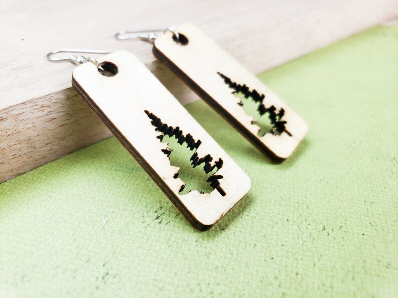 Wood Tree Earrings Pacific Northwest Jewelry West Coast Trees Nature ...
