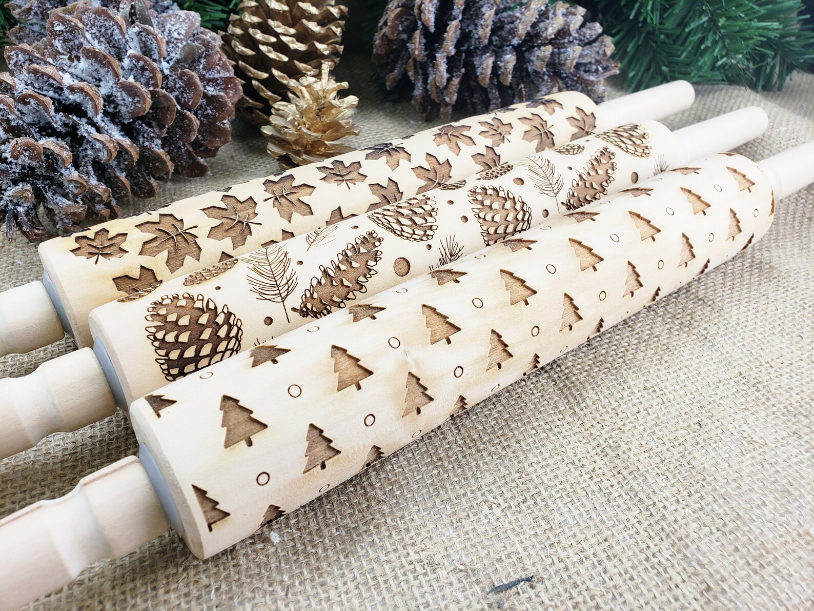 Christmas Baking Embossed Rolling Pins Holiday Cookie Stamps Gifts for ...