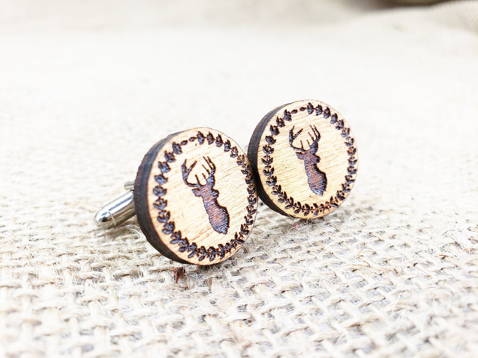 Deer Cufflinks. Stag Cufflinks. Wood Cufflinks. Stag Head. Deer Head ...