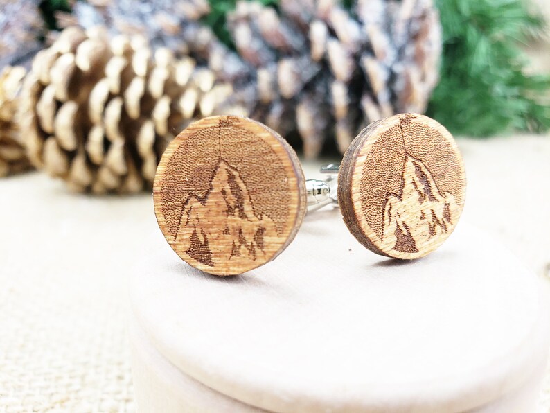 Mountain Man Cufflinks Mountain Cufflinks Wood Cufflinks - Etsy