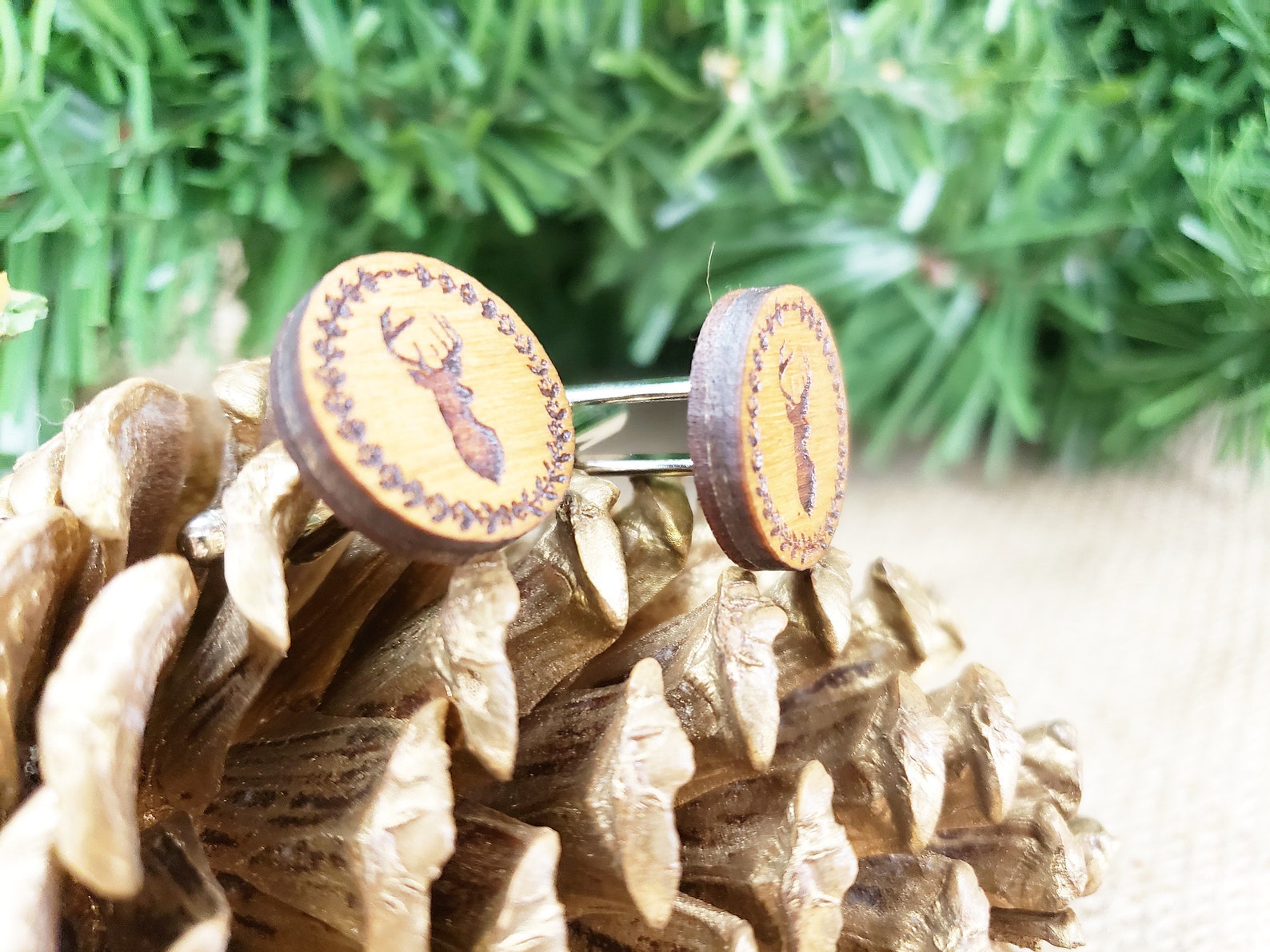Deer Cufflinks. Stag Cufflinks. Wood Cufflinks. Stag Head. - Etsy