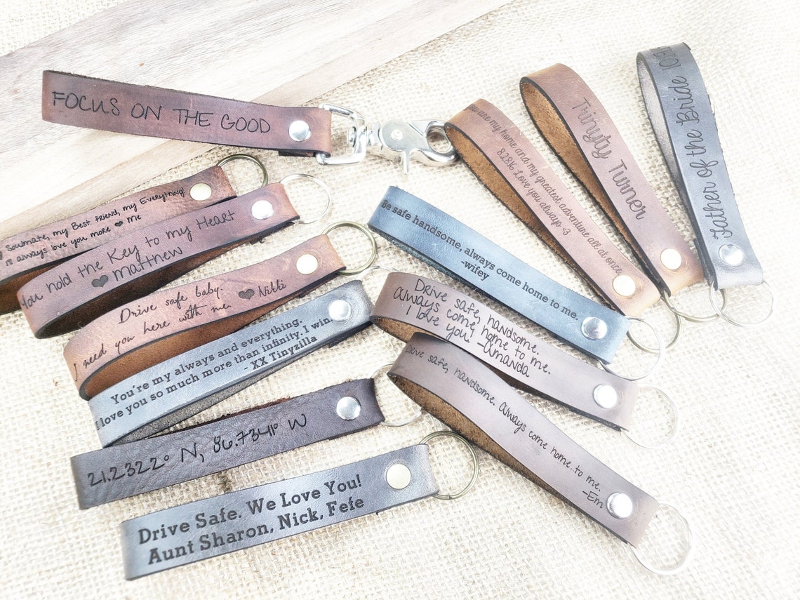 Custom Leather Keychain Personalized Leather Engraved Key Fob | Etsy