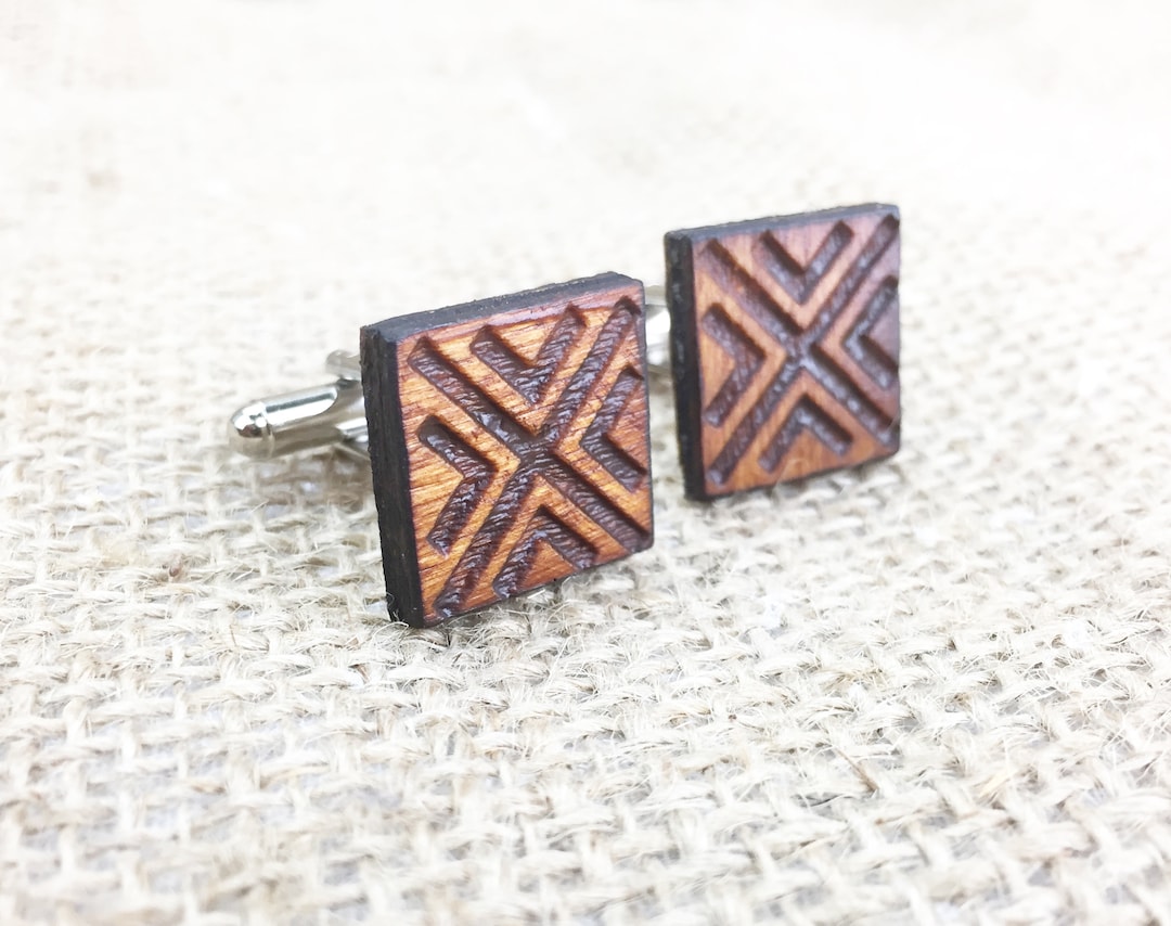 Geometric Cufflinks Wood Modern Square Engraved Wooden Cufflinks, 5th ...