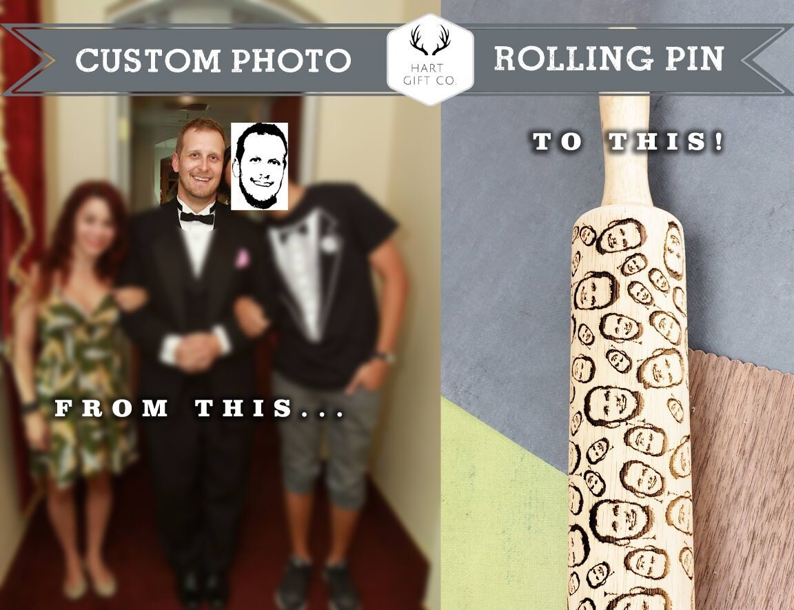 Custom Embossed Rolling Pin Personalized Engraved Photo | Etsy