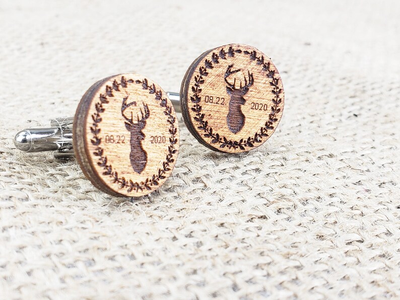 Deer Cufflinks. Stag Cufflinks. Wood Cufflinks. Stag Head. Deer Head ...