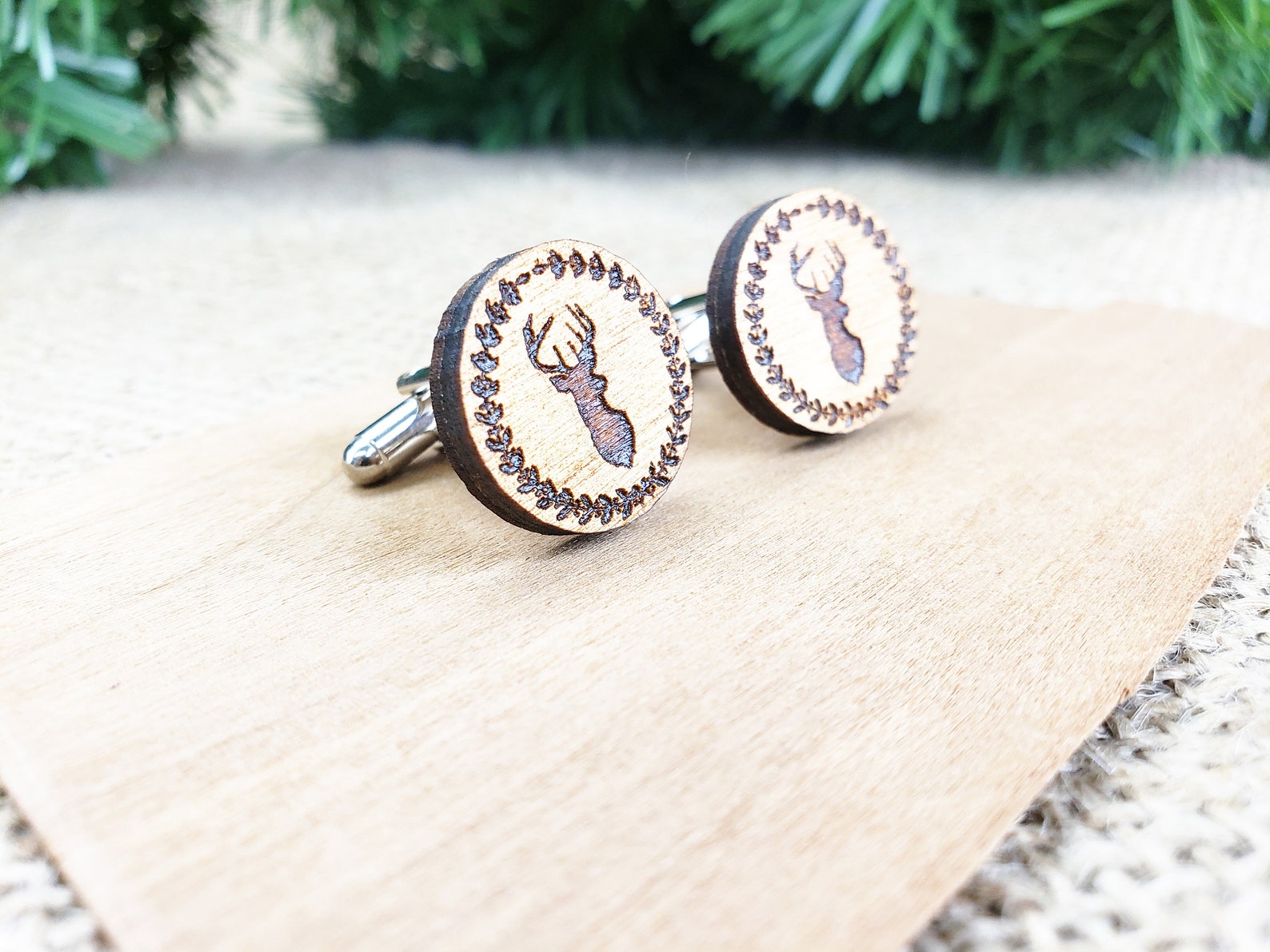 Deer Cufflinks. Stag Cufflinks. Wood Cufflinks. Stag Head. Deer Head ...