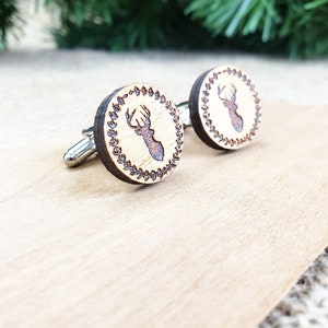 Deer Cufflinks. Stag Cufflinks. Wood Cufflinks. Stag Head. Deer Head ...