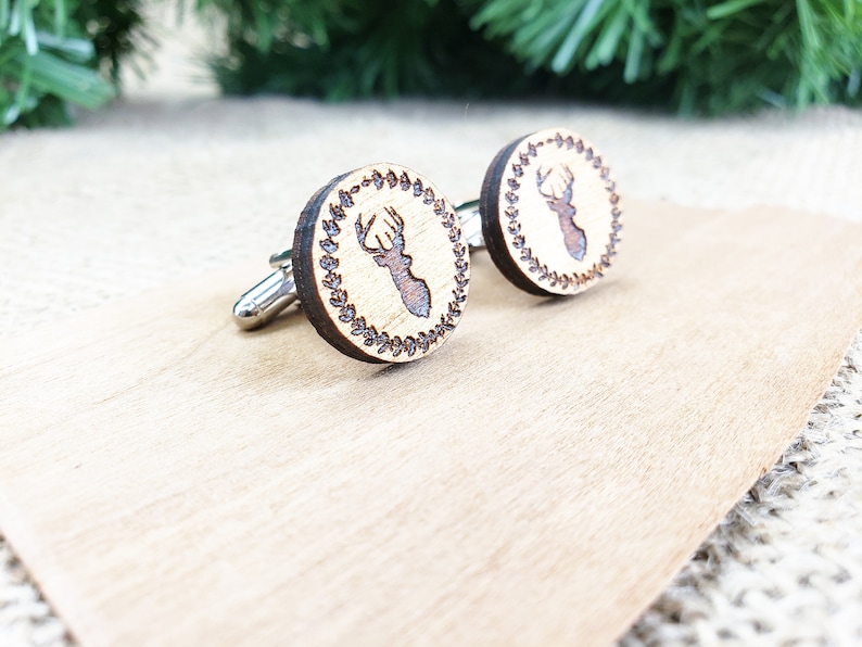 Deer Cufflinks. Stag Cufflinks. Wood Cufflinks. Stag Head. Deer Head ...