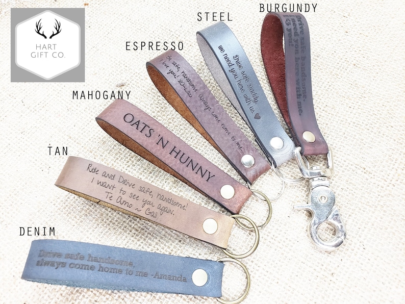 Personalized Leather Engraved Key Fob, Custom Leather Keychain ...