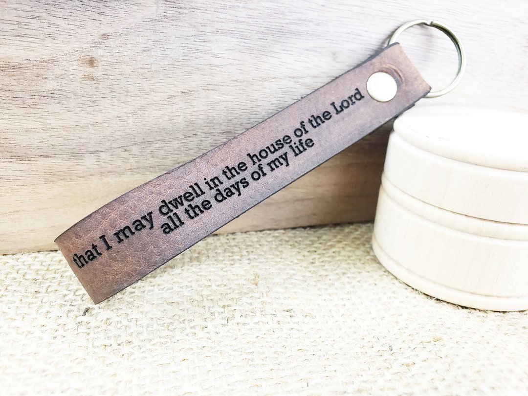 Bible Verse Leather Keychain - Personalized Leather Key Fob - Spiritual ...
