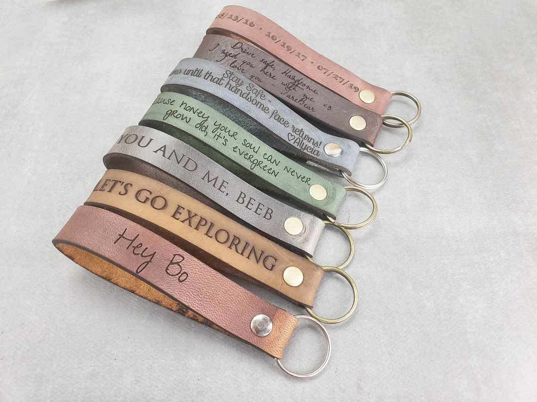 Personalized Leather Key Chain, Custom Leather Keychain, Personalized ...