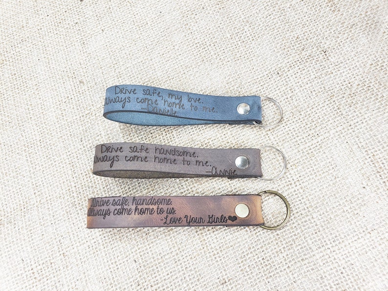Drive Safe Keychain Personalized Leather Key Chain Custom Key | Etsy