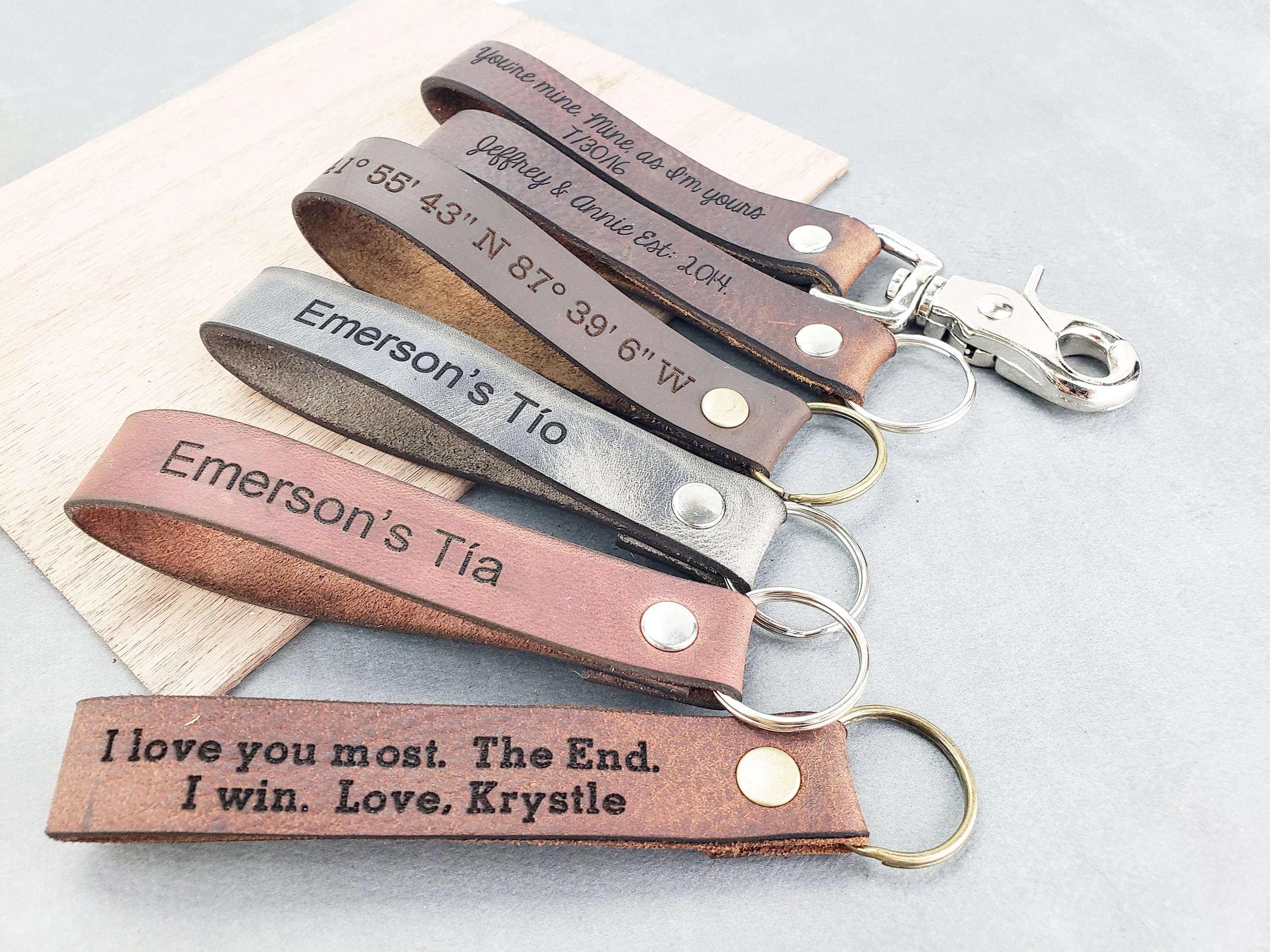 Personalized Leather Engraved Key Fob Custom Leather | Etsy