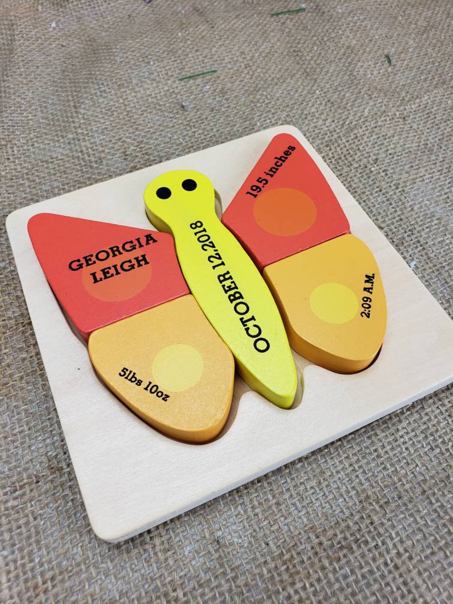 Wood Puzzle Baby Gift Baby Birth Stats Personalized Baby's First Birth ...