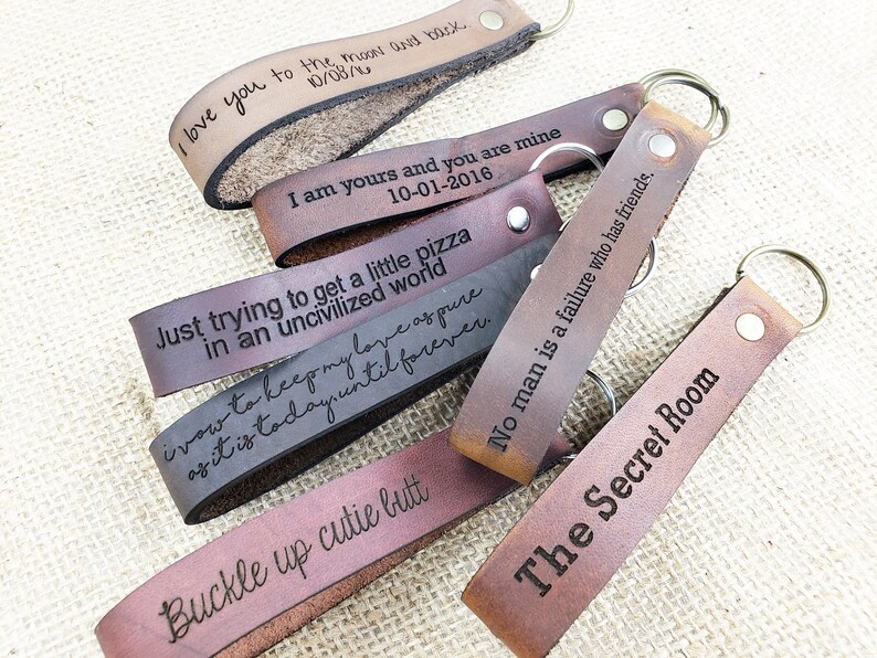 Custom Leather Keychain Personalized Leather Engraved Key Fob | Etsy