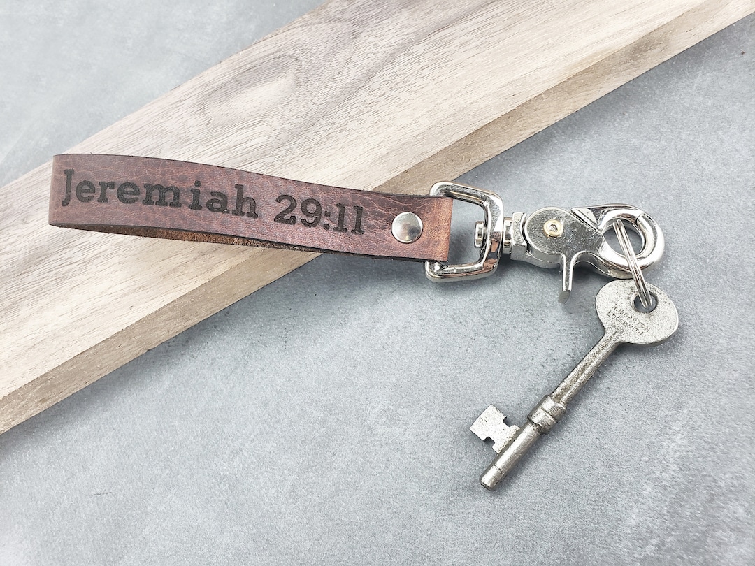 Personalized Bible Verse Keychain Leather Baptism Gift Biblical ...