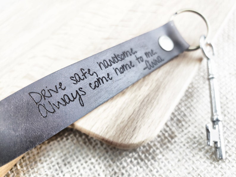 Drive Safe Keychain Personalized Leather Key Chain Custom Key | Etsy