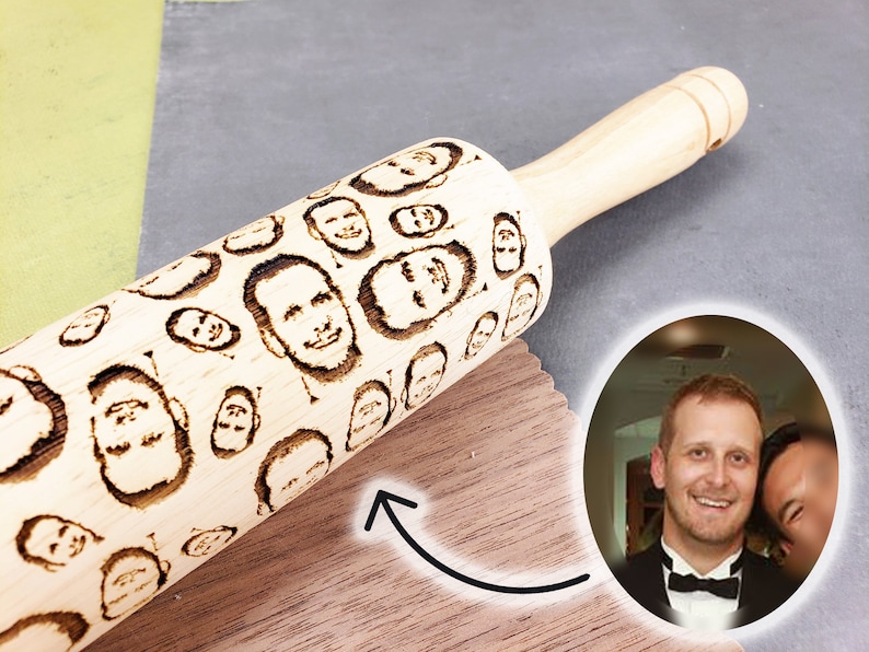 Custom Embossed Rolling Pin Personalized Engraved Photo Rolling Pin Gag ...