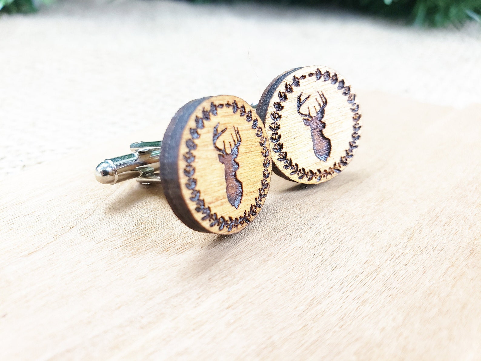 Wood Stag Cufflinks Stag Party Gift Cuff Links Groom's Gift Groomsmen ...
