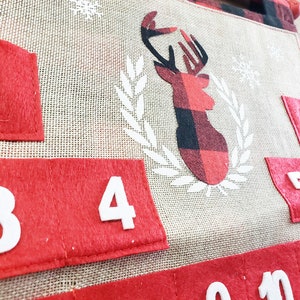 Personalized Advent Calendar Farmhouse Buffalo Plaid Deer - Etsy