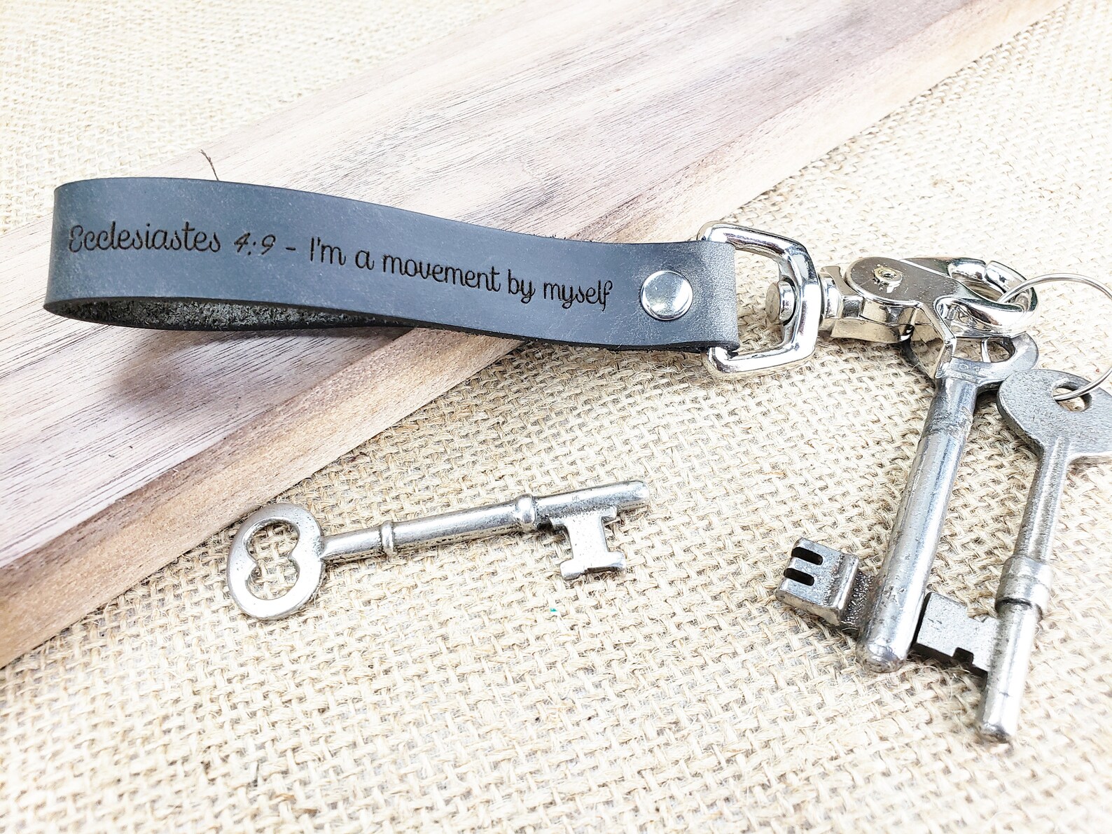 Custom Leather Keychain, Personalized Bible Verse, Permanent Engraved ...
