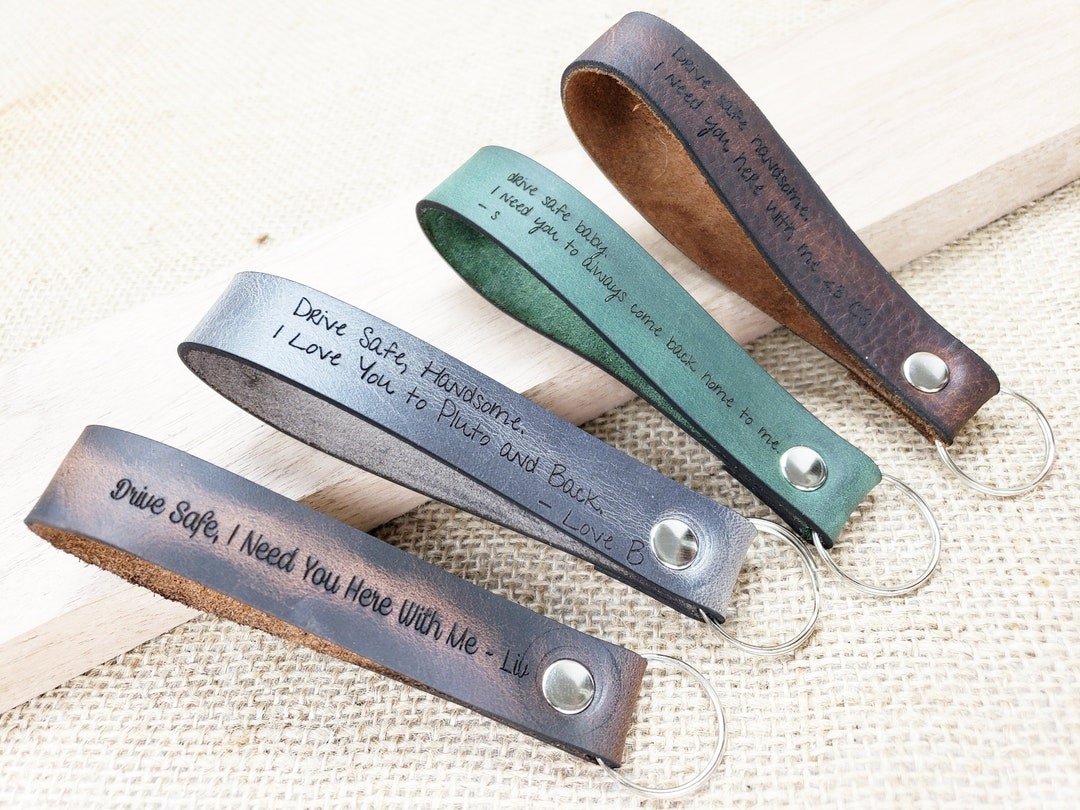 Drive Safe Personalized Leather Keychain. Messages, Names, Symbols ...