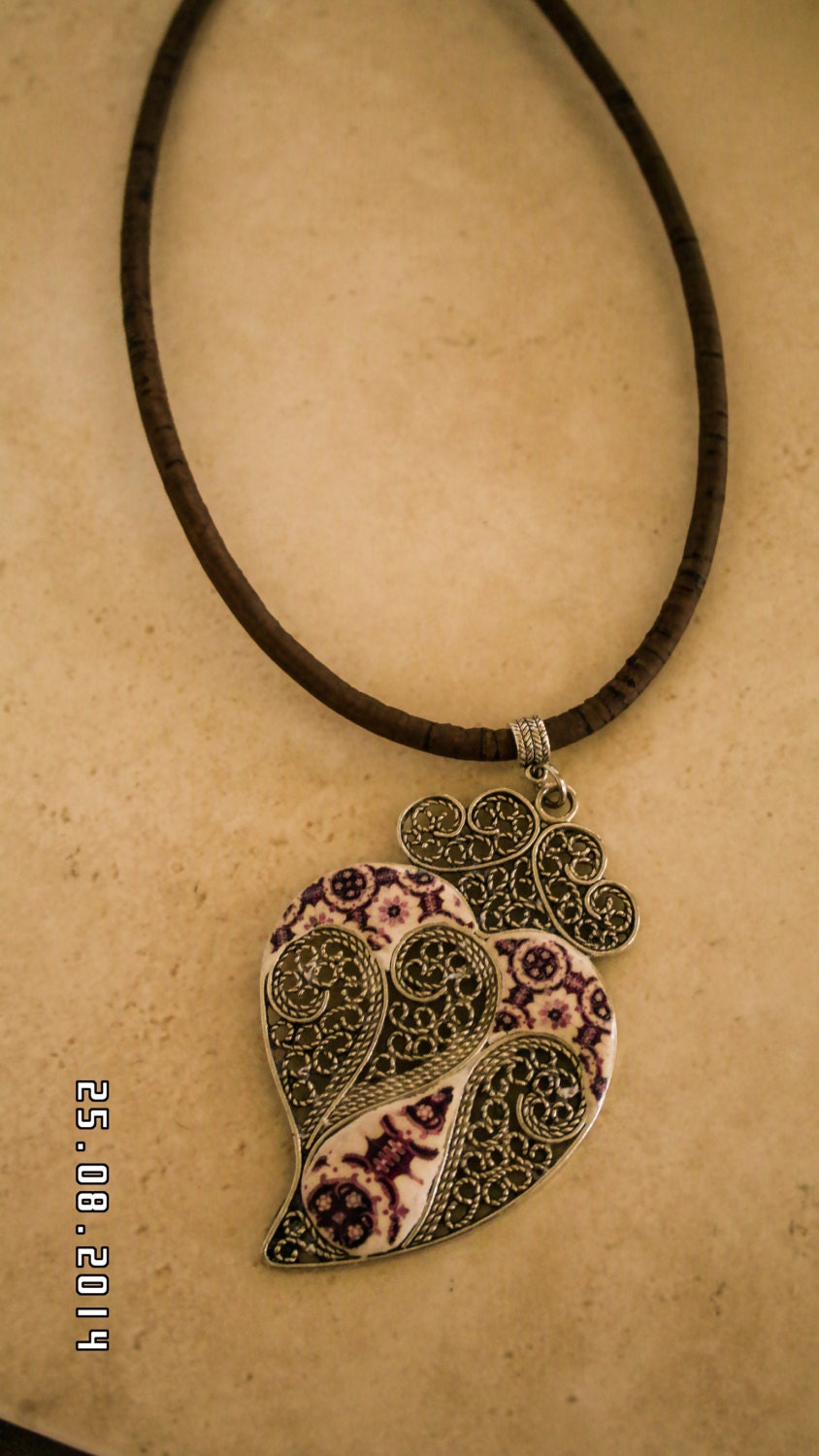 Necklace Heart Filigree With Portugues Tile. - Etsy