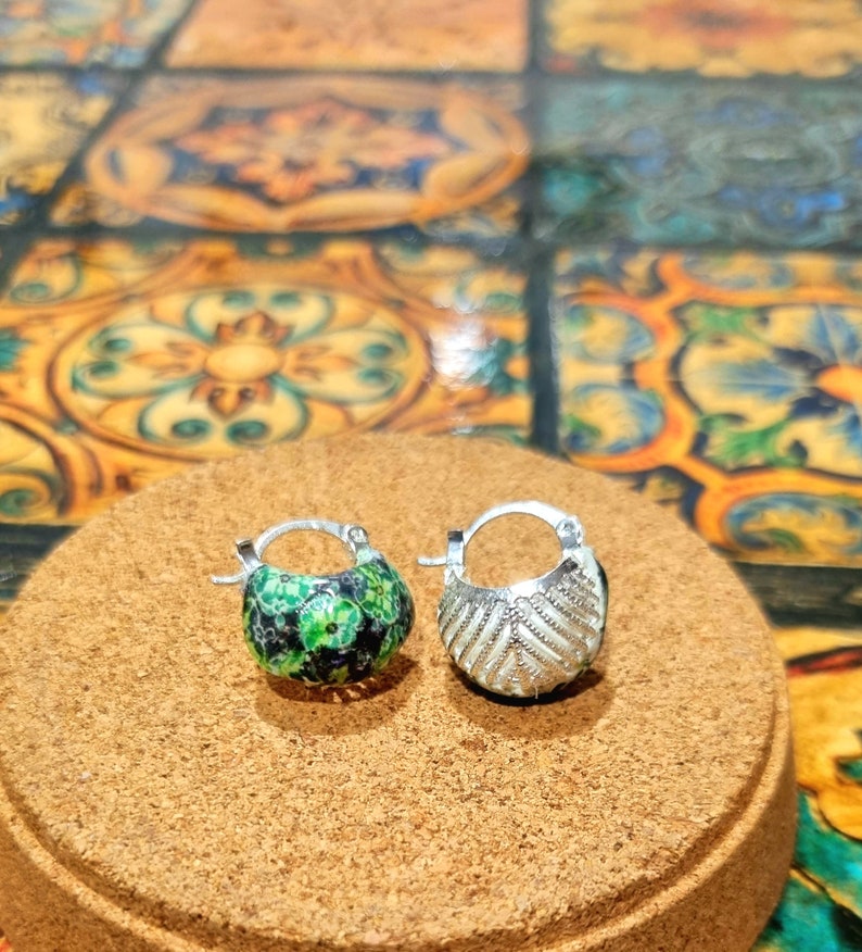 Portuguese Tile Hoop Earrings: Hypoallergenic Stainless Steel Creole ...