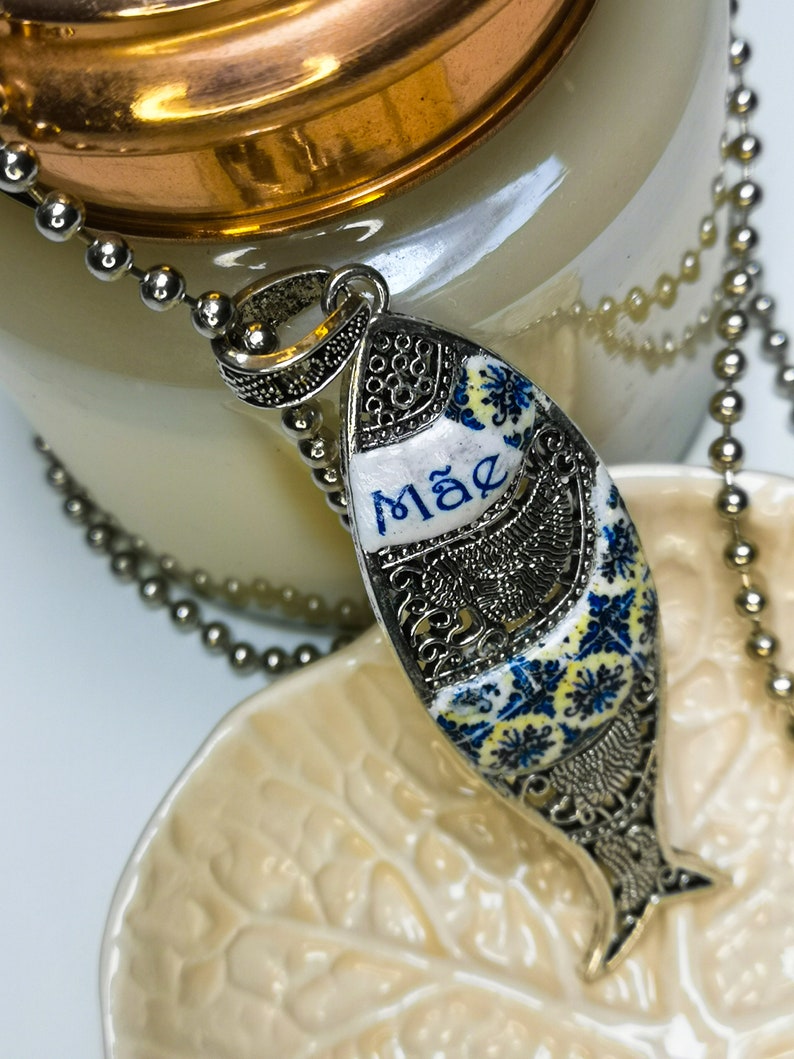 Portuguese Sardine Filigree Necklace: Tile Art 'mãe' Pendant - Etsy