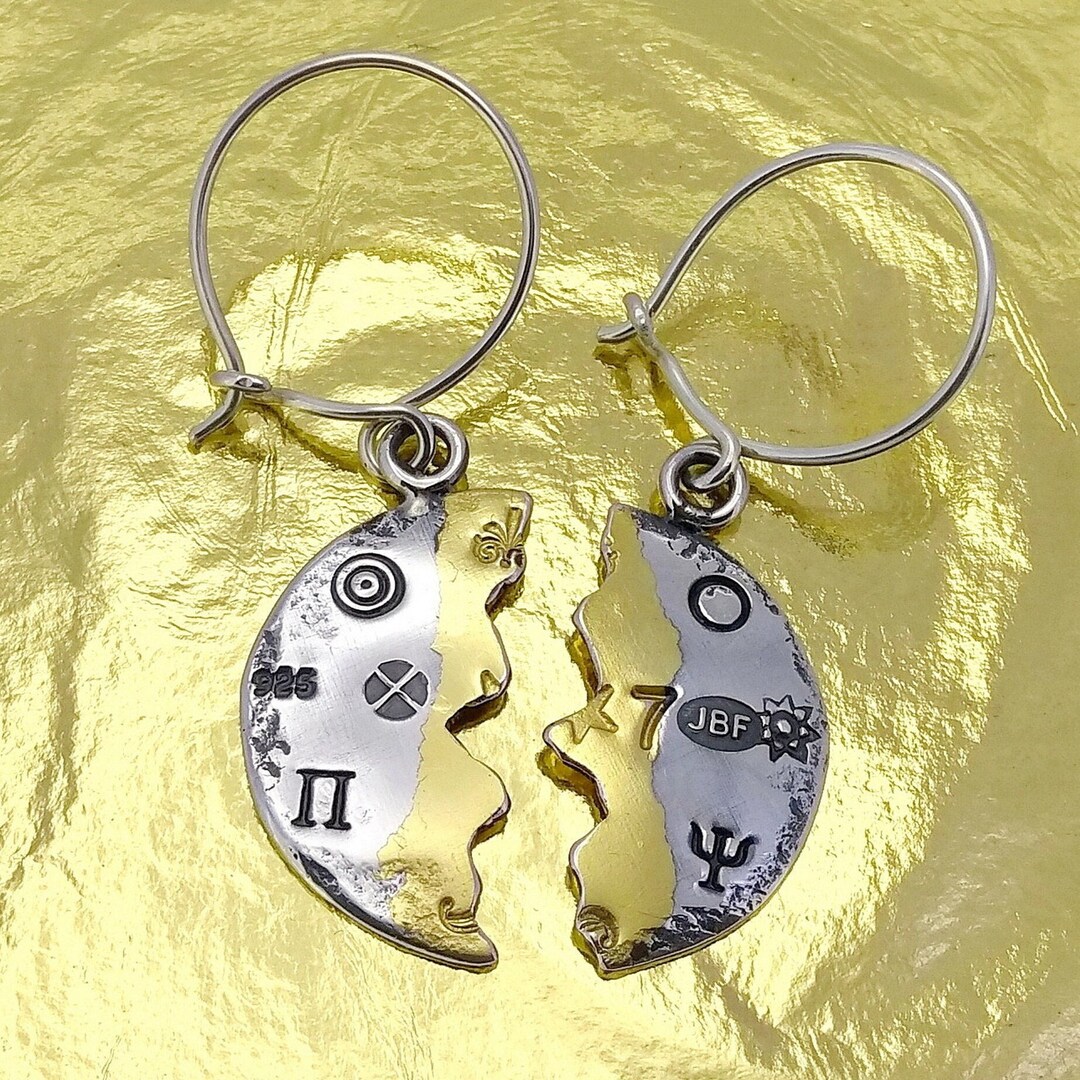 Keum Boo Drop Earrings Handmade From Sterling Silver and 24 Carat Gold ...